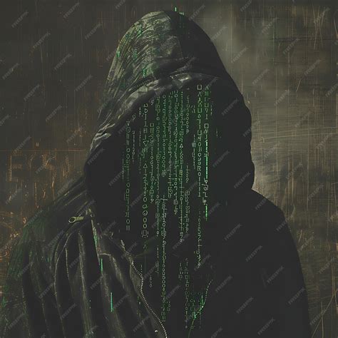Hooded Hacker In Front Of A Binary Code Background Hacking Concept Premium Ai Generated Image