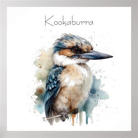 Cute Kookaburra On A Branch Customizable Poster Zazzle In 2024