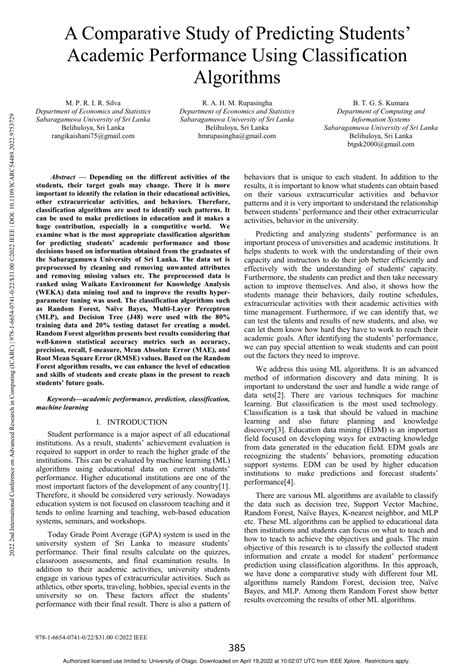 Pdf A Comparative Study Of Predicting Students Academic Performance