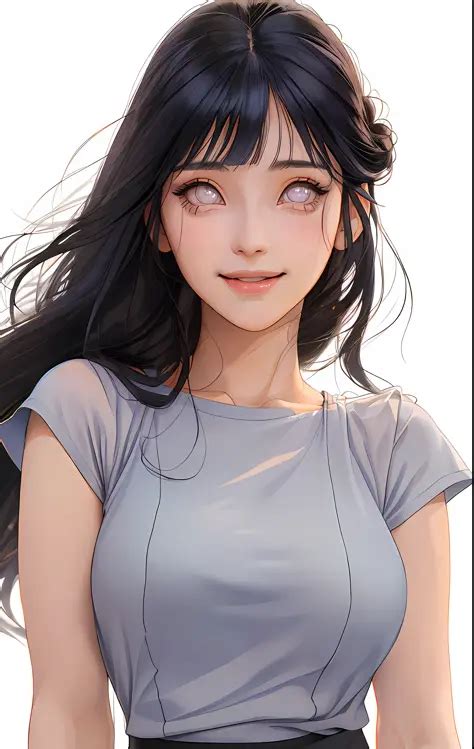 A Girl With Long Blue Hair And A Gray Shirt Hinata Hyuga Hinata Hyuga