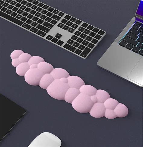 High Density Memory Foam Keyboard Wrist Rest Non Slip Base Ergonomic Mousepad Cloud Design