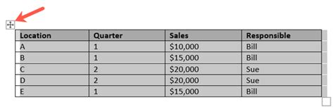 How To Move A Table In Microsoft Word