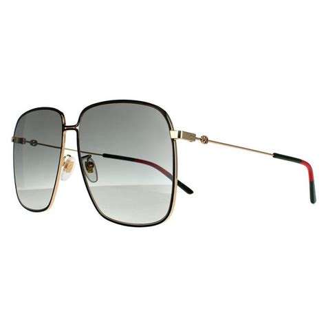 Sunglasses Square Black And Gold Grey Gradient Sunglasses Gucci