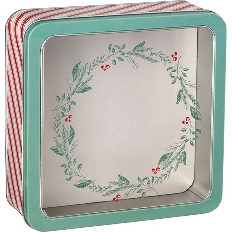 Destination Holiday Christmas Wreath Square Cookie Tin Shop Food