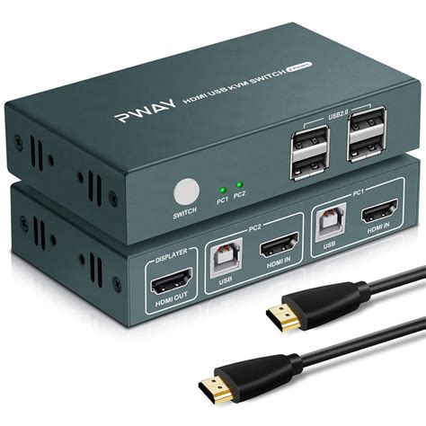 GREATHTEK 2 Port HDMI KVM Switch with USB 2.0 Hubs - 4K@30Hz South ...