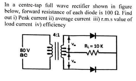 In A Centre Tap Full Wave Rectifier Shown In Figure Below Forward Resist
