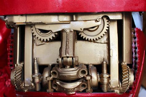 Gold Cogs And Metal Industrial Components Stock Image Image Of