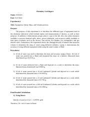 Chemistry Lab Report Docx Chemistry Lab Report Name XXXXX Date 9 27