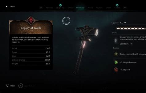 Ac Valhalla Legacy Of Ivaldi Location Stats Perks