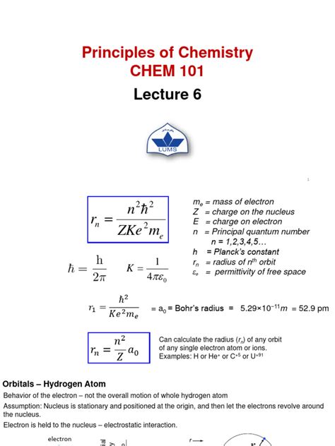 Lecture 6 Chem 101 Fall 2023 Pdf Atomic Orbital Atomic Nucleus
