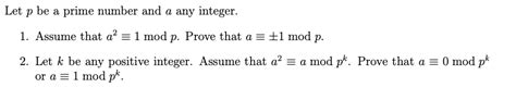 solved let р be a prime number and a any integer 1 assume