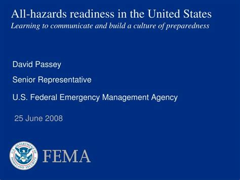 Ppt David Passey Senior Representative U S Federal Emergency