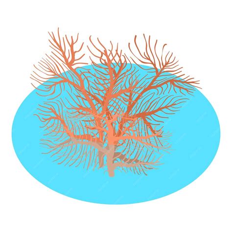 Icono De Coral Tropical Vector Isométrico Coral Tropical Rojo Ramificado En Icono De Agua