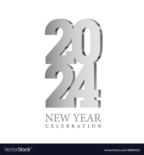 Argent Text Design 2024 Silver 3d Numbers Vector Image