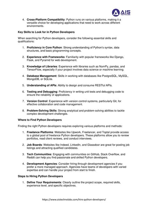 PPT Comprehensive Guide To Hire Python Developers Key Skills Hiring