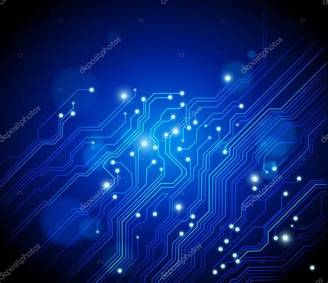 Abstract Electronics Blue Background With Circuit Board Texture