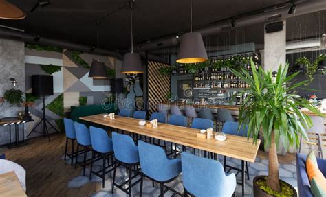 Cute Restaurant Interior With Sofas And Wooden Tables Stock Image Image Of Comfortable