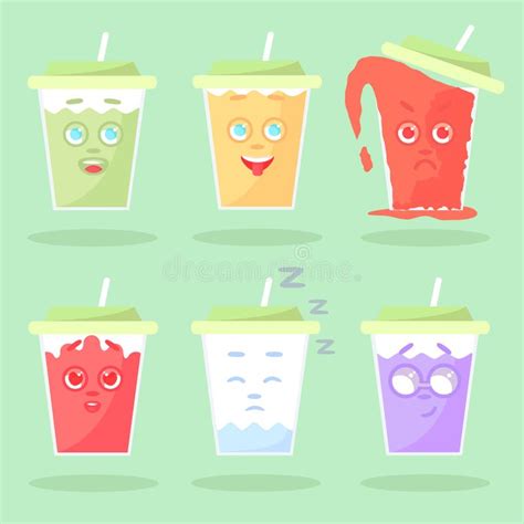 Colored Lemonade In Glass With Lemon Slice In Cartoon Style Vector