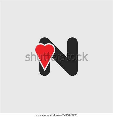 Logo Heart Letter N Beautiful Vector Stock Vector Royalty Free