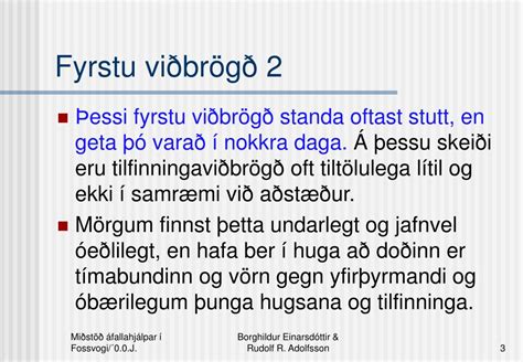 PPT Sálræn eftirköst áfalla Algeng viðbrögð í kjölfar áfalla PowerPoint Presentation ID 1317219