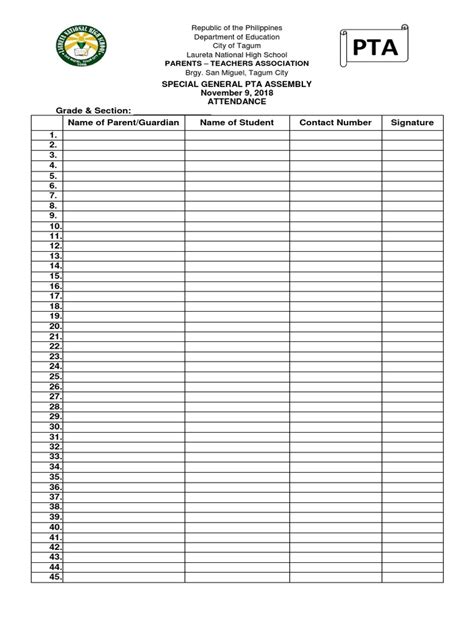 Special General Pta Assembly Pdf