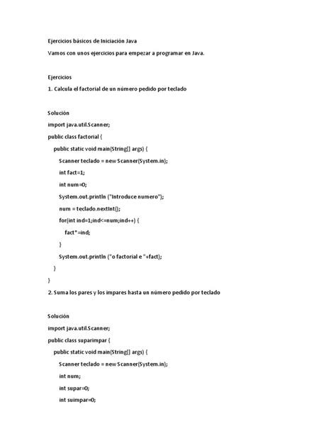 Ejercicios Básicos De Iniciación Java Pdf Enseñanza De Matemática Informática Y Tecnología