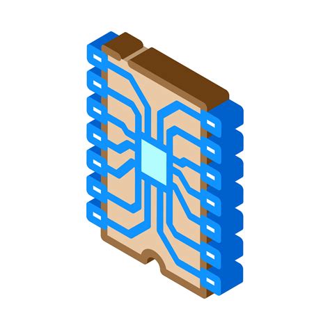 Ic Chip Electronic Component Isometric Icon Vector Illustration