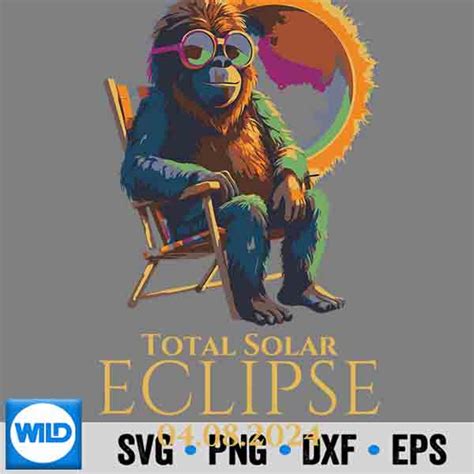 Solar Eclipse 2024 Svg Groovy Bigfoot Watching Total Solar Eclipse Svg