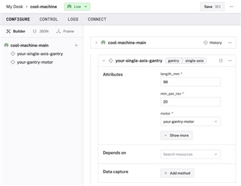 Configure A Single Axis Gantry Gantry Component
