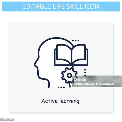 Etkin Öğrenme Satırı Simgesi Değiştirilebilir Resim Stok Vektör Sanatı
