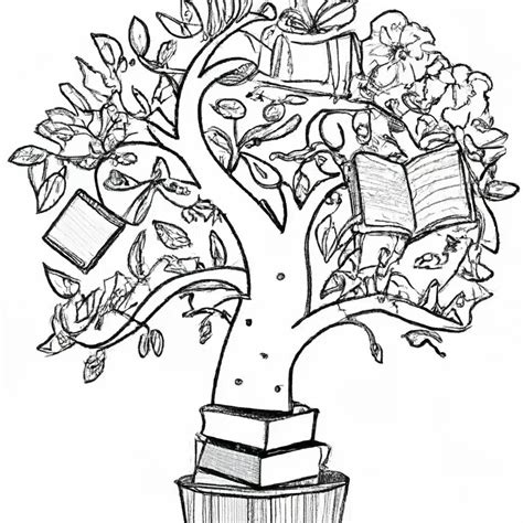 Encante se a Árvore de Livros desenhos para imprimir e colorir