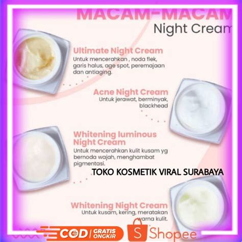Jual NIGHT CREAM MS GLOW CREAM MALAM MS GLOW ACNE NIGHT CREAM ULTIMATE