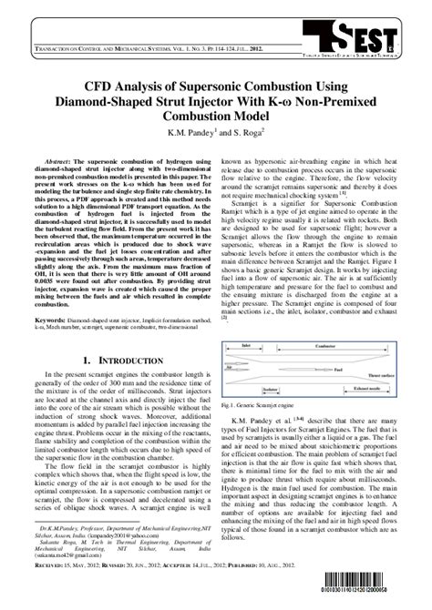 Pdf Cfd Analysis Of Supersonic Combustion Using Diamond Shaped Strut Injector With K ω Non