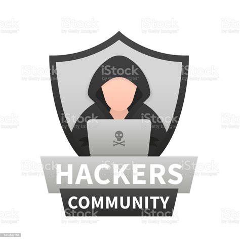 사용자의 기밀 데이터 개인 정보를 훔치는 랩톱 컴퓨터와 함께 방패 모양의 해커의 개념 해킹 및 웹 보안 인터넷 피싱 개념입니다 벡터 그림 감시에 대한 스톡 벡터 아트 및