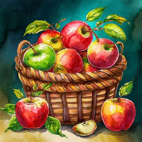 Cesta de manzanas rojas cosecha de otoño ilustración vectorial en