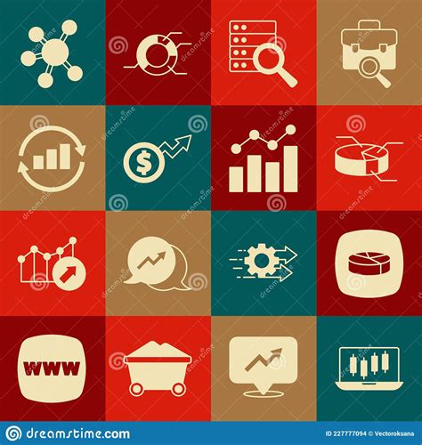 Set Stock Market Growth Graphen Pie Diagramm Infographic Server