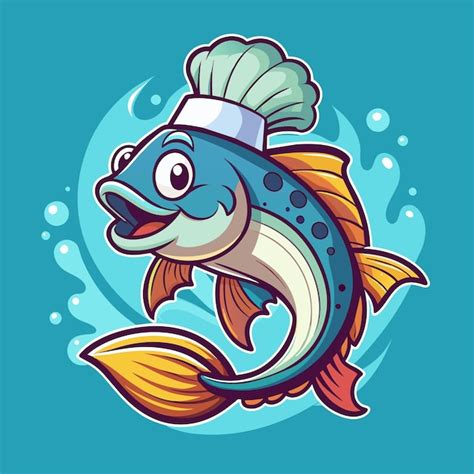 Ilustração de desenho animado de atum desenhada à mão vetor Premium