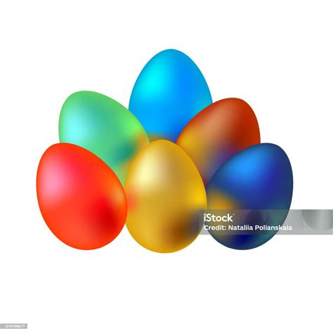 흰색 배경에 분리 된 다양한 색의 부활절 달걀을 설정합니다 0명에 대한 스톡 벡터 아트 및 기타 이미지 0명 3차원 형태 그림자 Istock