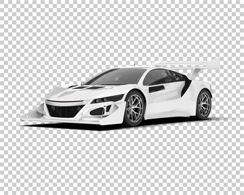 투명 배경 3d 렌더링 그림에 흰색 경주용 자동차 프리미엄 Psd 파일
