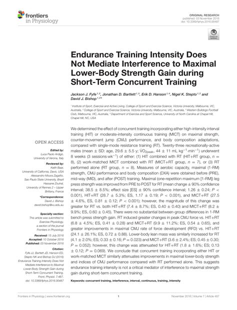 Pdf Endurance Training Intensity Does Not Mediate Interference To