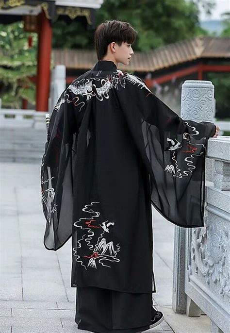 【楽天市場】新作漢服唐装 メンズ レディース男女兼用中華服 黒に白刺繍 中国古代宮廷漢服 小袖広袖羽織 ロングスカート2点セット3点セット