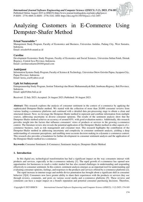 Pdf Analyzing Customers In E Commerce Using Dempster Shafer Method