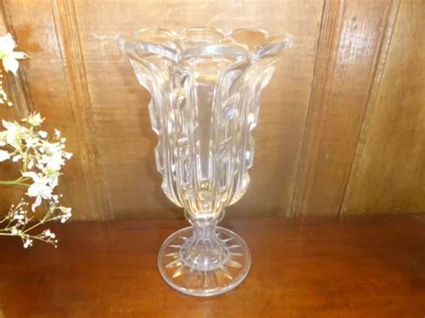 Antique Excellent Crystalcut Glass Tall Celery Vaseglass 275cm10