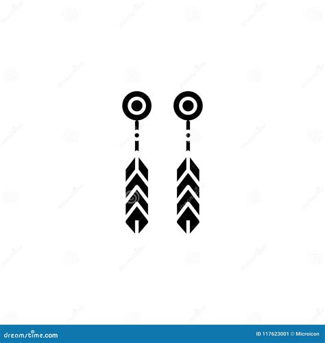 Earrings Black Icon Concept Earrings Flat Vector Symbol Sign Illustration Stock Vector