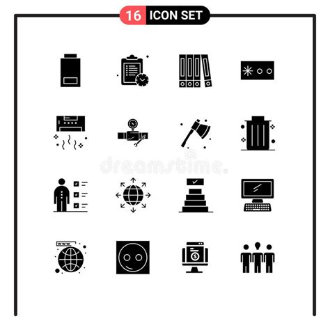 User Interface Pack Of 16 Basic Solid Glyphs Of Technology Cool Folder Conditioner Security