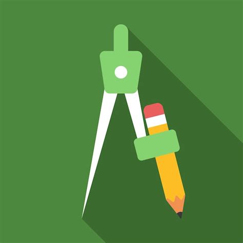 Premium Vector Drawing Compass Flat Icon With Long Shadow Simple Math
