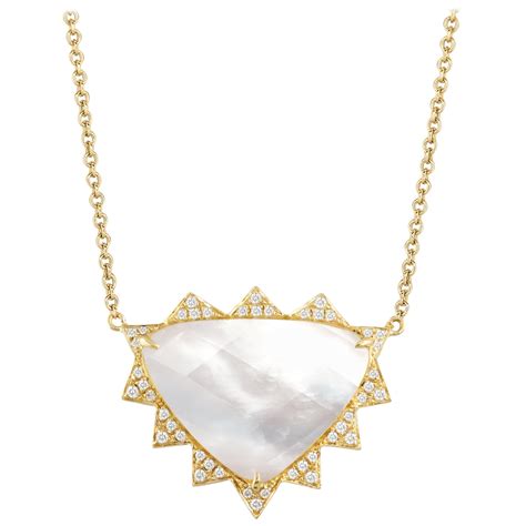Mother Of Pearl And Diamond Necklace For Sale At 1stdibs