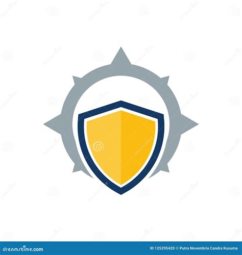 Shield Compass Logo Icon Design Stock Vector Illustration Of