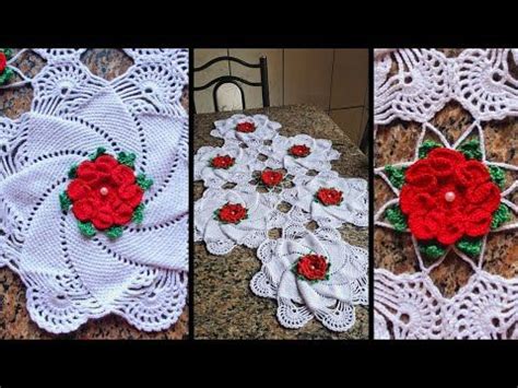 caminho de mesa camélia em croche parte por Adailza Lima