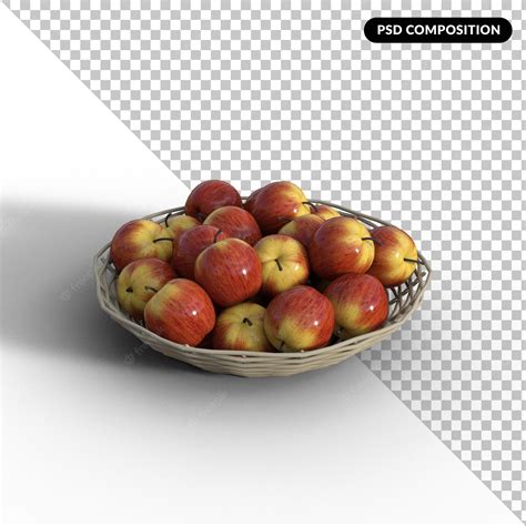 Premium Psd Basket Of Apples Isolated 3d Rendering